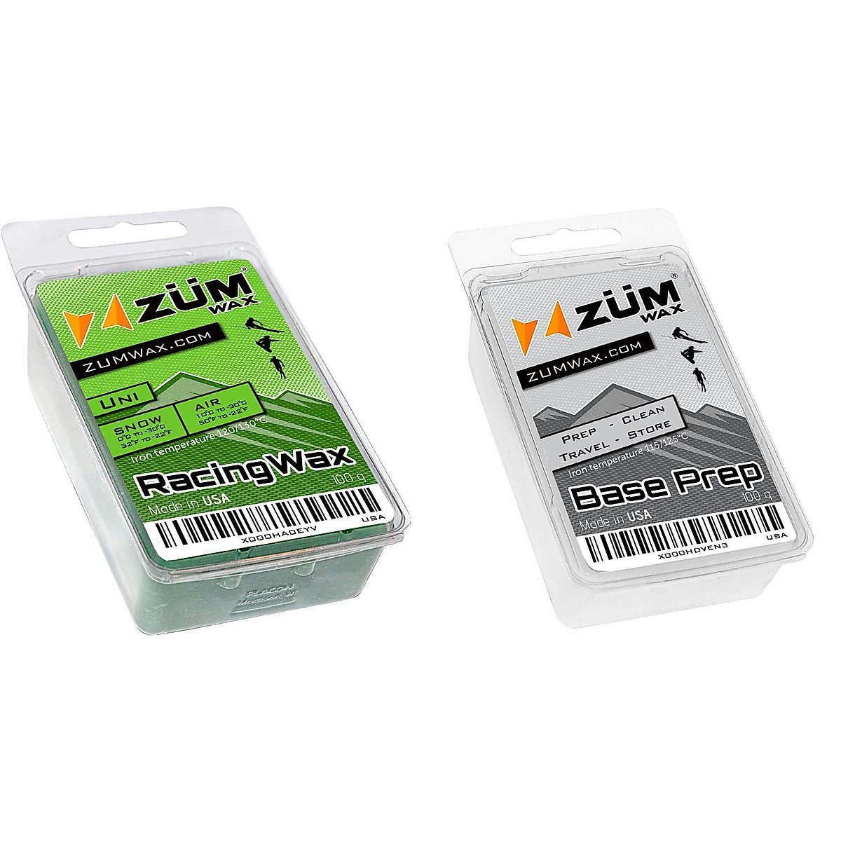 ZUMWax Ski/Snowboard/Nordic/Cross-Country Racing Wax Bundle - Universal Iron ON Wax + Base Prep