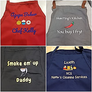 Custom Embroidered Aprons Add Text or Design (Add Text, Dark Grey)