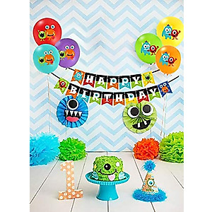 Kreatwow Monster Happy Birthday Banner Monster Bash Party Supplies