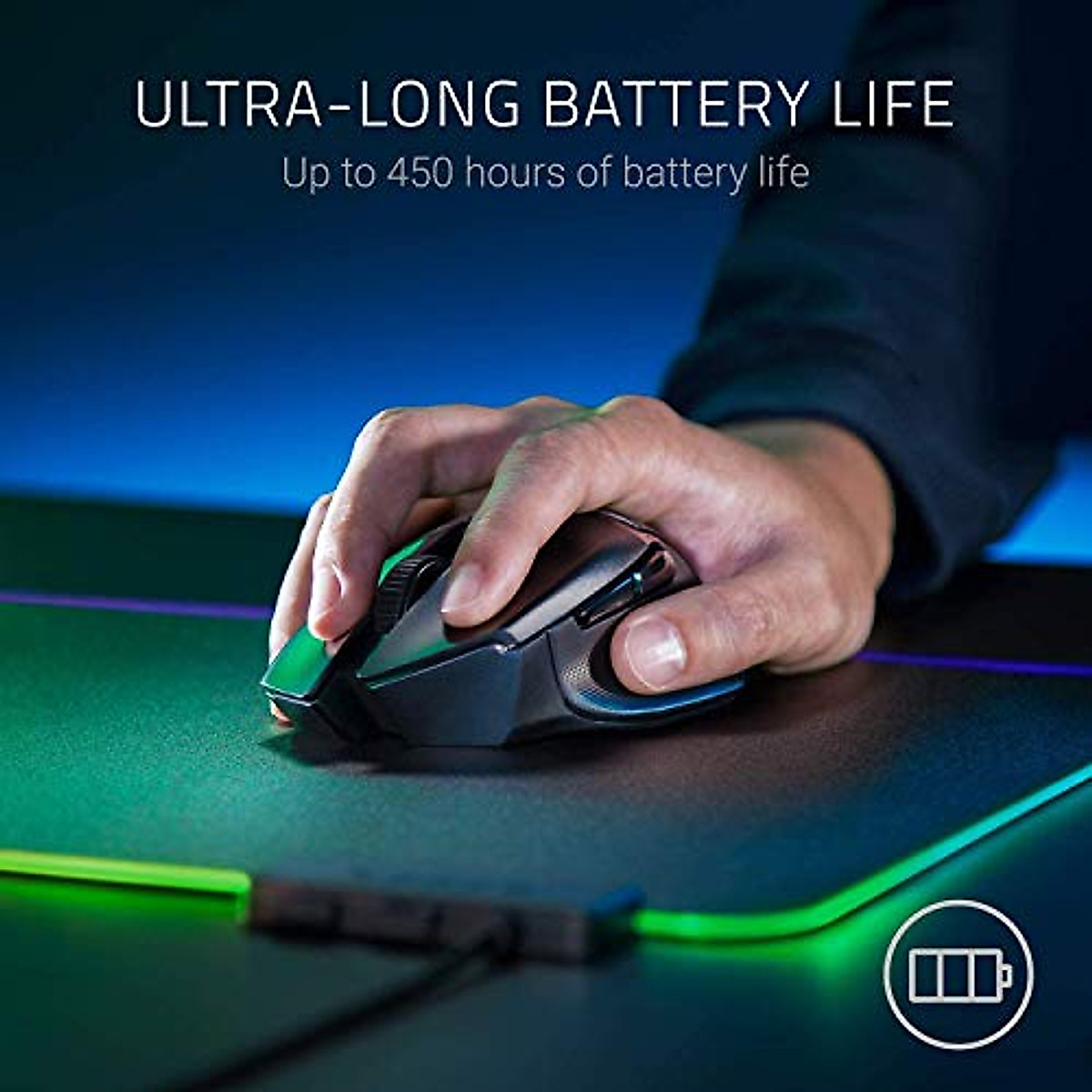 Razer Basilisk X Hyperspeed Razer 5G Advanced 16K DPI Optical Sensor Wireless Gaming Mouse with Up to 450 Hours of Battery Life, Mechanical Mouse Switches (Black)