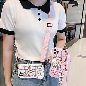 通用 Cute iPhone 12 Pro Max Shockproof Protective Case with Wristband Strap Kickstand Light Soft Silicone Shockproof Protective Cases Cover (White Sailor Moon Wristband+ Lanyard)