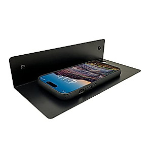 Small 9 inch Floating Metal Wall Shelf (3M Adhesive or Screws), Black