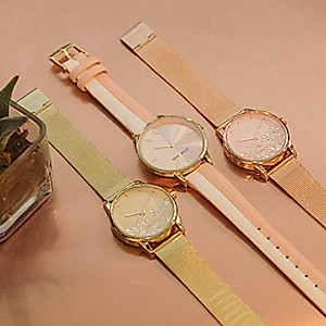 Nine West Women's Gold-Tone Mesh Bracelet Watch, NW/2428FLGP