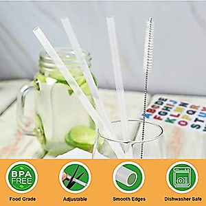 Desing Wish 6 PCS Replacement Straws Compatible with Hydro Flask/Stanley IceFlow Wide Mouth Bottle Straw Lid, BPA Free Water Bottle Straw for Wide Mouth Straw Cap with 3 Brushes and Some Stickers