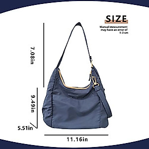 ANROLA Women Hobo Handbags Anti-theft Waterproof Nylon Tote Bags Shoulder Bags Messenger Convertible Purses Handbags (dark blue)