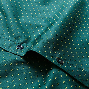 WULFUL Men's Casual Short Sleeve Button Down Shirt Printed Cotton Business Dress Shirts