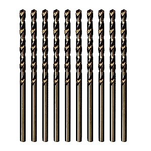 STROTON (3/32 Inch, Pack of 10) M35 5% Cobalt Twist Drill Bit Set for Hard Metal, Steel, and Stainless Steel