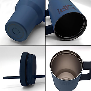 SIP SPHERE Tumbler 40oz Insulated Travel Mug with 2 Straws Double Wall Vacuum Insulated Car Cup Keeps Drinks Hot & Cold (Dark Blue)