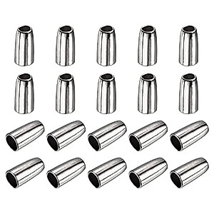 uxcell 20Pcs Metal Bell Stopper, 3mm Conical Cord Ends Lock Rope Fastener End Stopper for Drawstring Lanyard Backpack Bag DIY, Silver