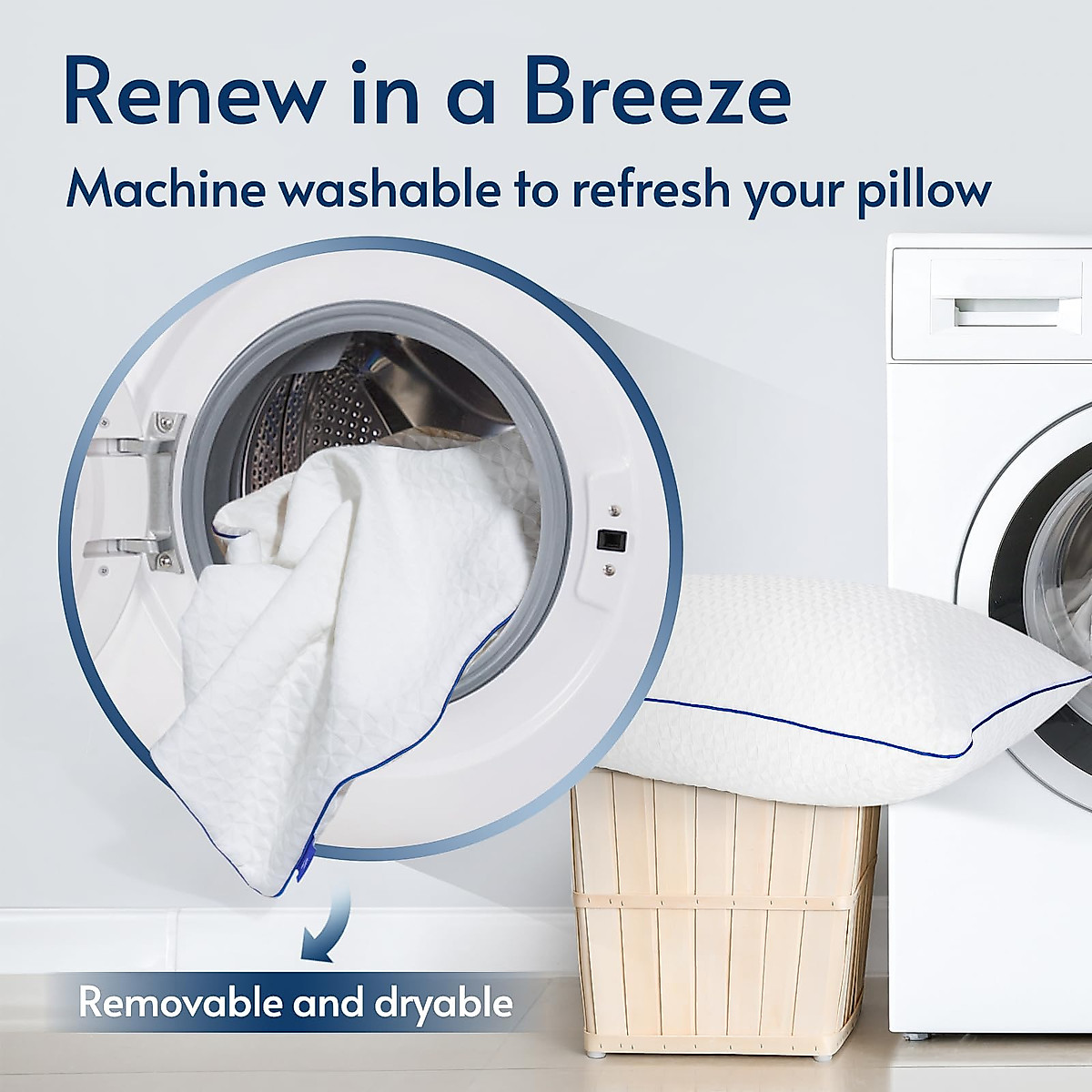 viewstar Shredded Memory Foam Pillows Queen Size Set of 2, Adjustable Firm Pillows for Side Back Stomach Sleepers, Bed Pillows with Washable Removable Cover 19"x 28"