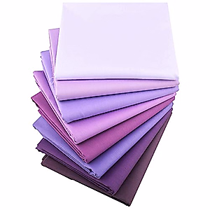 Hanjunzhao Solids Purple Fat Quarters Fabric Bundles, Pre-Cut Quilting Fabric for Sewing Crafting, 18 x 22 inches(Purple Solid)