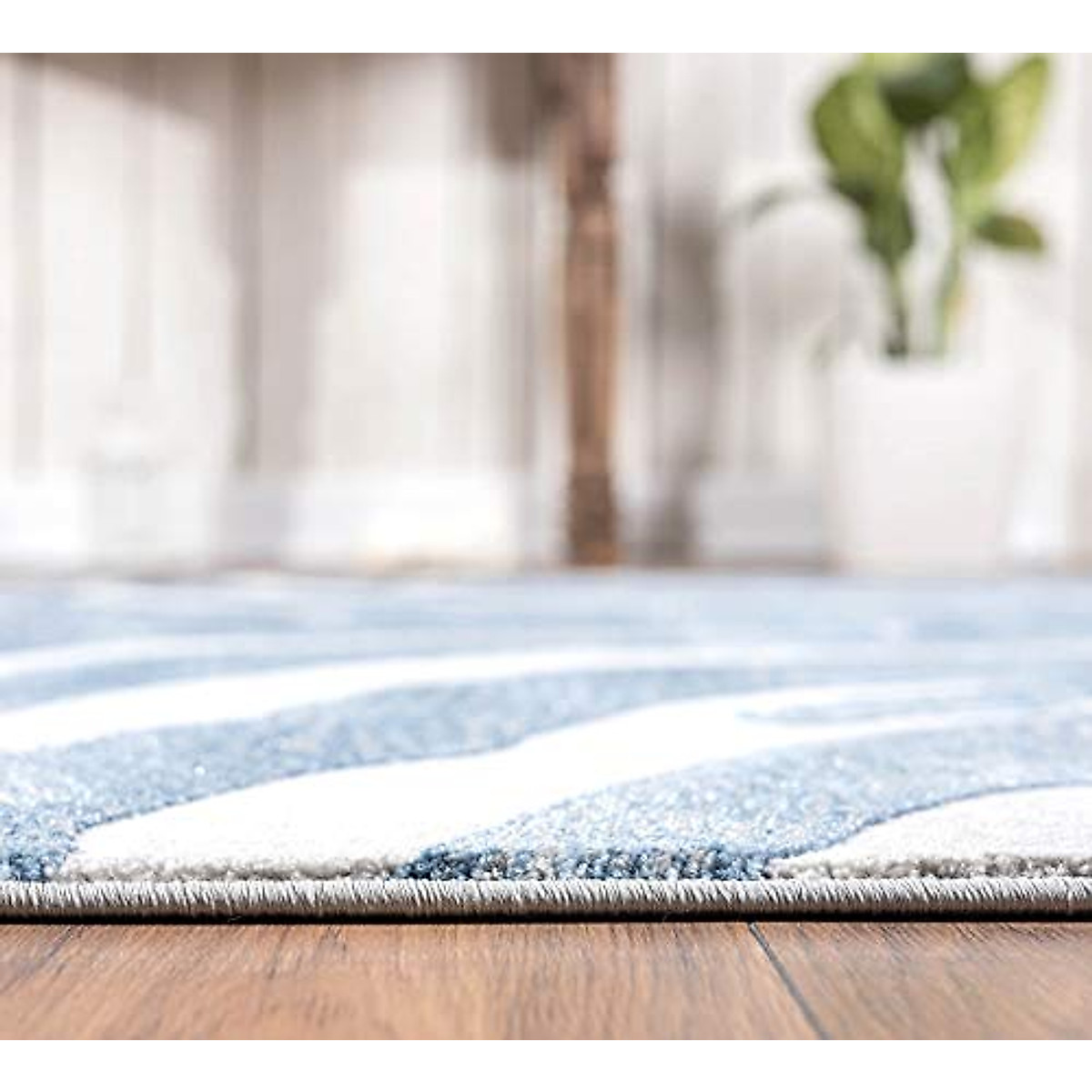 Abani Nova Collection Modern Blue & Grey Zebra Print 7'9" Xx 10'2" Area Rug Rugs Contemporary Style Animal Pattern Rug