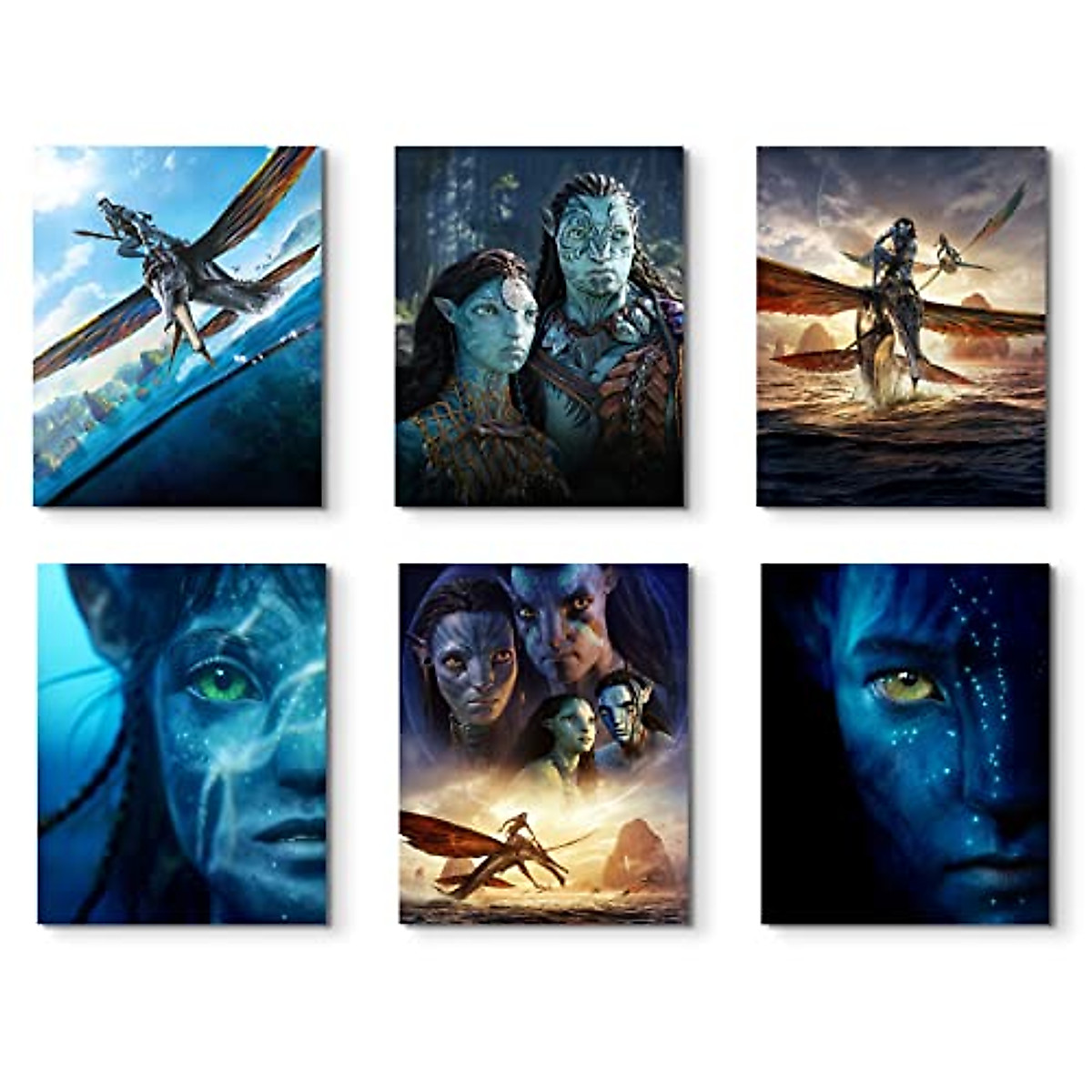 Avatar: The Way of Water 2022 - Set of 6 Promo Movie Poster Prints, (8x10s) Pandora wall art decor of Jake Sully, Neytiri, Kiri, Tonowari, Ronal