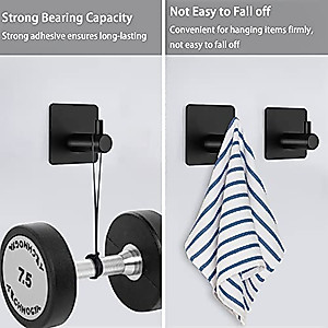 Glattever Adhesive Towel Hooks Stainless Steel Heavy Duty Towel Rack Removable Vacuum Suction Cup Wall Hooks Waterproof Clothes Towel Hook for Bathrooms Kitchen Hotel Office (Black, 4 Pack )