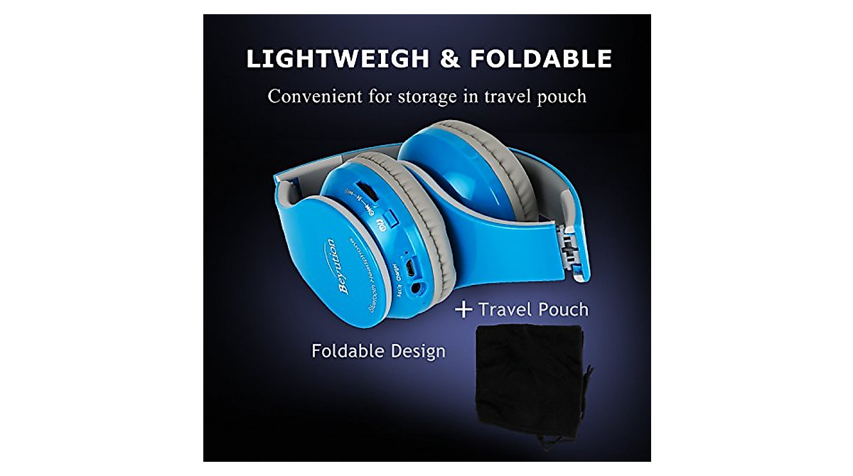 Beyution Blue Wireless Bluetooth Headphones with Noise Reduction