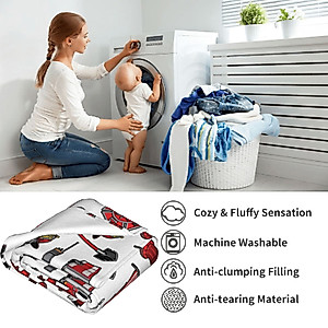 Firetruck Throw Blanket, Super-Soft Firefighter Blanket for Toddler Boys, Kids, and Children, Fleece Blanket Warm Fluffy and Cozy Soft Blanket for All Season 40"x50"