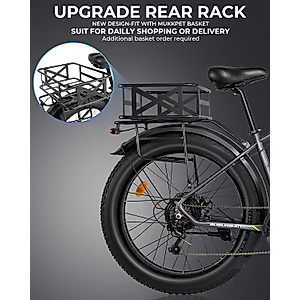 Mukkpet Suburban Electric Bike for Adults 500W Electric Mountain Bikes 26'' * 4.0 All Terrain Tire Electric Bicycle 48V 13AH BMS Removable Lithium Battery Shimano 7-Speed Electric Bike