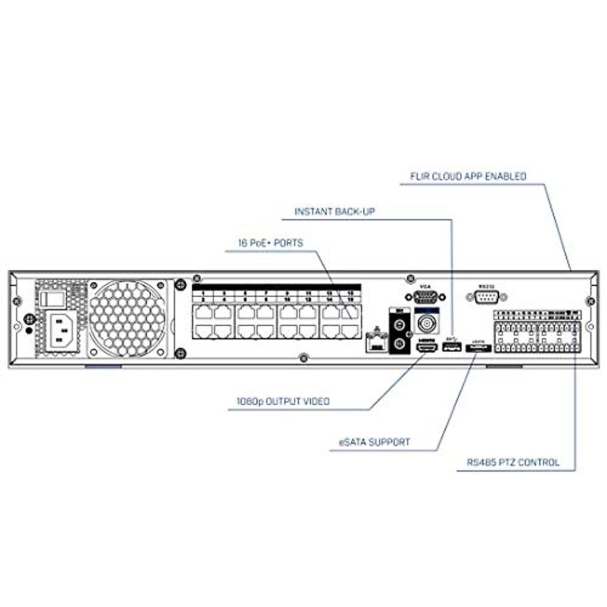 FLIR Digimerge DNR516P2 HD Security NVR, 16 Ch, 16 PoE Port, 4 HDD Slot, Supports 720p/1080p/3MP/4MP/2K/5MP Flir, Lorex and Dahua IP Cameras, Dahua DMSS, Black, 2TB, (M.Refurbished)
