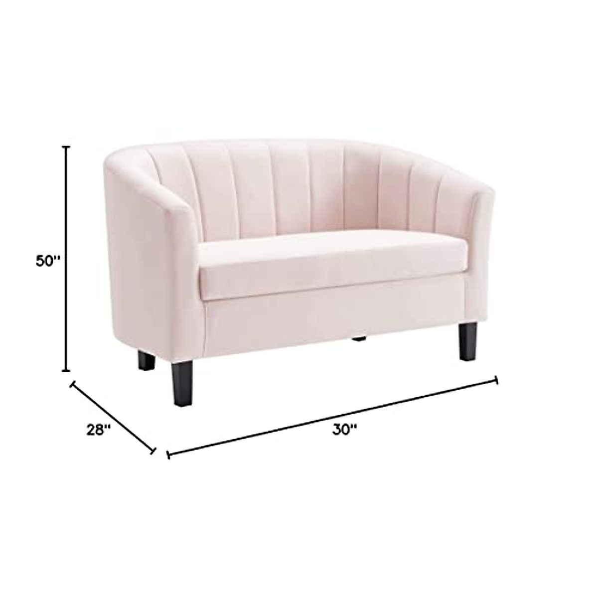 Modway Prospect Channel Tufted Performance Velvet Loveseat, Pink