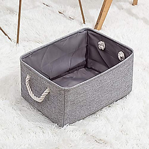 Dingtuo Storage Bins Foldable Organizer Containers with Handles Storage Basket Cube Set of 3 Gray M 14.2x10.2x6.3in