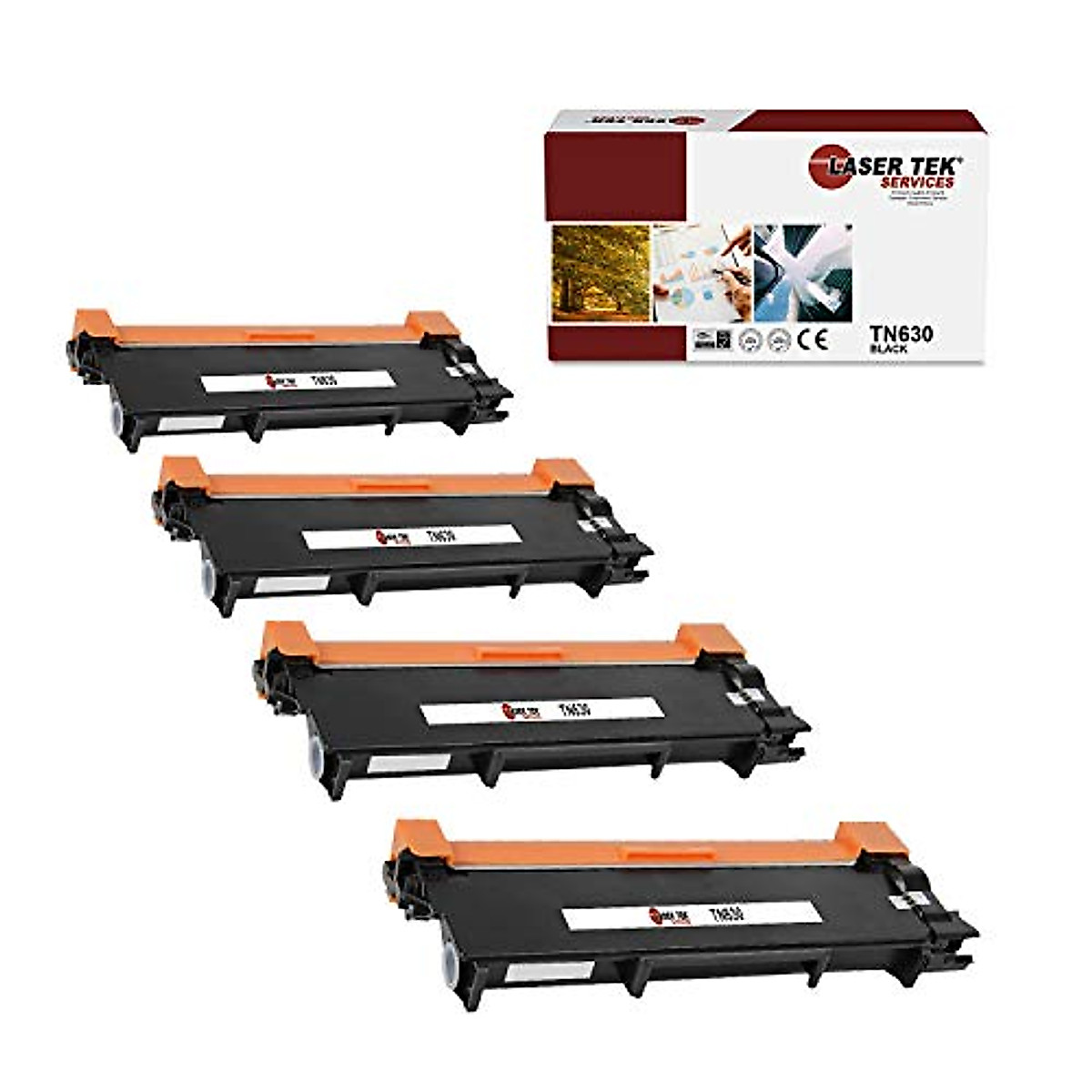 Laser Tek Services Compatible Toner Cartridge Replacement for Brother TN-630 Works with Brother HL-L2300D L2320D, DCP-L2500D, MFC-L2700DW Printers (Black, 4 Pack) - 1,200 Pages