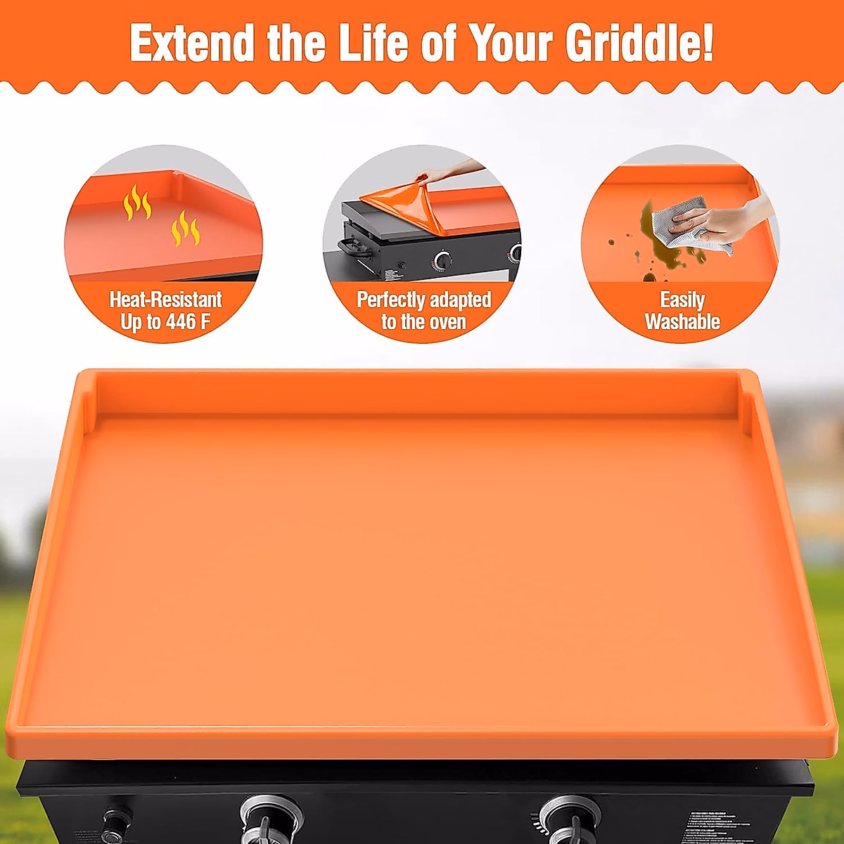 ERABAY Griddle,Heavy Duty Food Grade Silicone Griddle Cover,【Upgraded Full-Edge】 Grill Pads and Floor mats Protective BBQ Grill for Blackstone Protector