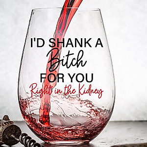 Friend Gifts for Women | Funny Wine Glass for Women | Humorous Gifts for Birthday Gifts for Friends Female | Cute Christmas Friendship Gifts Ideas for Women Funny Going Away Gifts | 15 oz Stemless