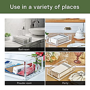 LEVIMETREE Acrylic Napkin Holder for Bathroom, Kitchen or Dining Table - Guest Towel Holder Tray for Bathroom, Table Top Decorative Napkin Tray for Dining Table and Kitchen,8.7”x5.2”x2.5” Inside Size