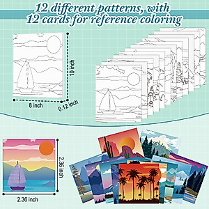 Sherr 12 Pcs Pre Drawn Canvas Pre Printed Canvas Set for Adults Cute Printed to Paint Set Theme Painting for Valentine Party Favor(Landscape)