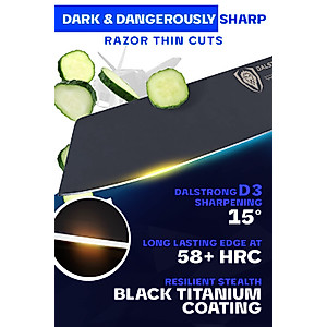 Dalstrong Kiritsuke Knife - 8.5 inch - Shadow Black Series - Black Titanium Nitride Coated - High Carbon - 7CR17MOV-X Vacuum Treated Steel Kitchen Knife - Sheath - Chef Knife - NSF Certified