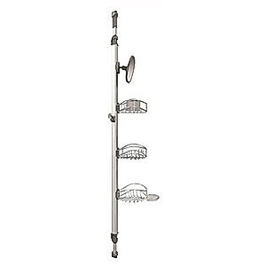 Artika Neptune SC-NEP3-C Extendable Shower Caddy with 1 Mirror and Adjustable Racks and Shelves, Stainless Steel