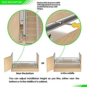 WEJIPP Pull Out Cabinet Drawer Organizer Expendable Slide Out Pantry Organizer Shelves Heavy Duty Stainless Steel Storage Shelf for Kitchen Bathroom Cabinet Pantry Closet Under Sink Organization