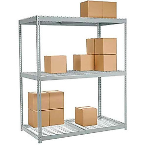 Global Industrial Wide Span Rack 96Wx36Dx84H, 3 Shelves Wire Deck 1100 Lb Cap. Per Level, Gray