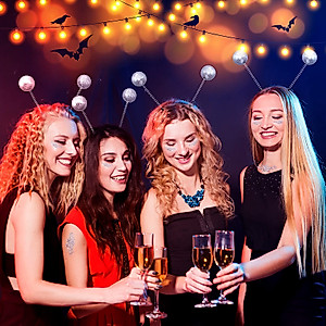 Farochy Costume Headwear - Silver Alien Headband with Glasses and Holographic Glitter, Halloween, Cosplay Party, Christmas, Birthday, Unisex, Partygoers, Families, All Ages