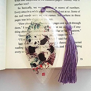 6 Pieces Handmade Leaf Vein Bookmarks with Tassels Chinese Paintings Panda Best Gift for Your Friends Kids Student Souvenirs Business Gift Christmas Gift Birthday Gift