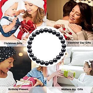 Hicarer 2 Pieces Shungite Bracelet Black Shungite Beads Crystal Stretchy Stones Bracelets Energy Jewelry Powerful Defender Spiritual Healing Chakra Balance for Men Women(6 mm)