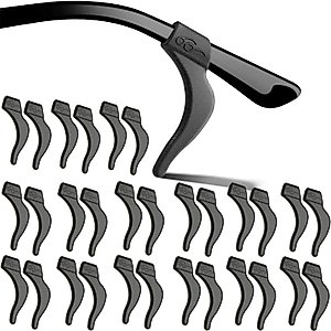 MOLDERP Eyeglass Ear Grips - 18 Pairs Glasses Anti-Slip, Comfortable Silicone Elastic Eyeglasses Temple Tips Sleeve Retainer, Prevent Eyewear Sunglasses Spectacles Glasses Slipping (Black-2)