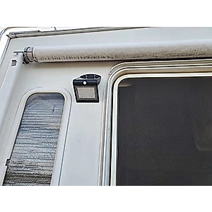 EEZ RV Products Solar Motion Sensor LED Light 4W 500LM Color 4000K Bright Whitefor RV Porch & Back Yard Security, Butterfly Style IP65 Waterproof (Black)