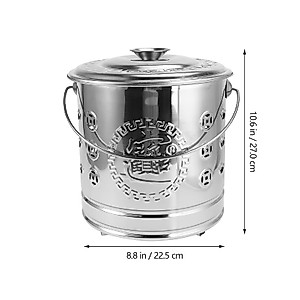 DOITOOL Metal Burn Barrels for Outside, Yard Waste Incinerator Barrel Burn Barrel with Lid and Handle for Paper Leaf Trash Wood Backyard Bonfire (9.4 X 8.7 Inch