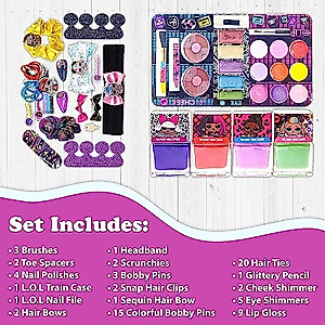 L.O.L Surprise! Townley Girl Train Case Cosmetic Makeup Set Includes Lip Gloss, Eye Shimmer, Nail Polish, Hair Accessories & More! for Kids Girls, Ages 3+ Perfect for Parties, Sleepovers & Makeovers