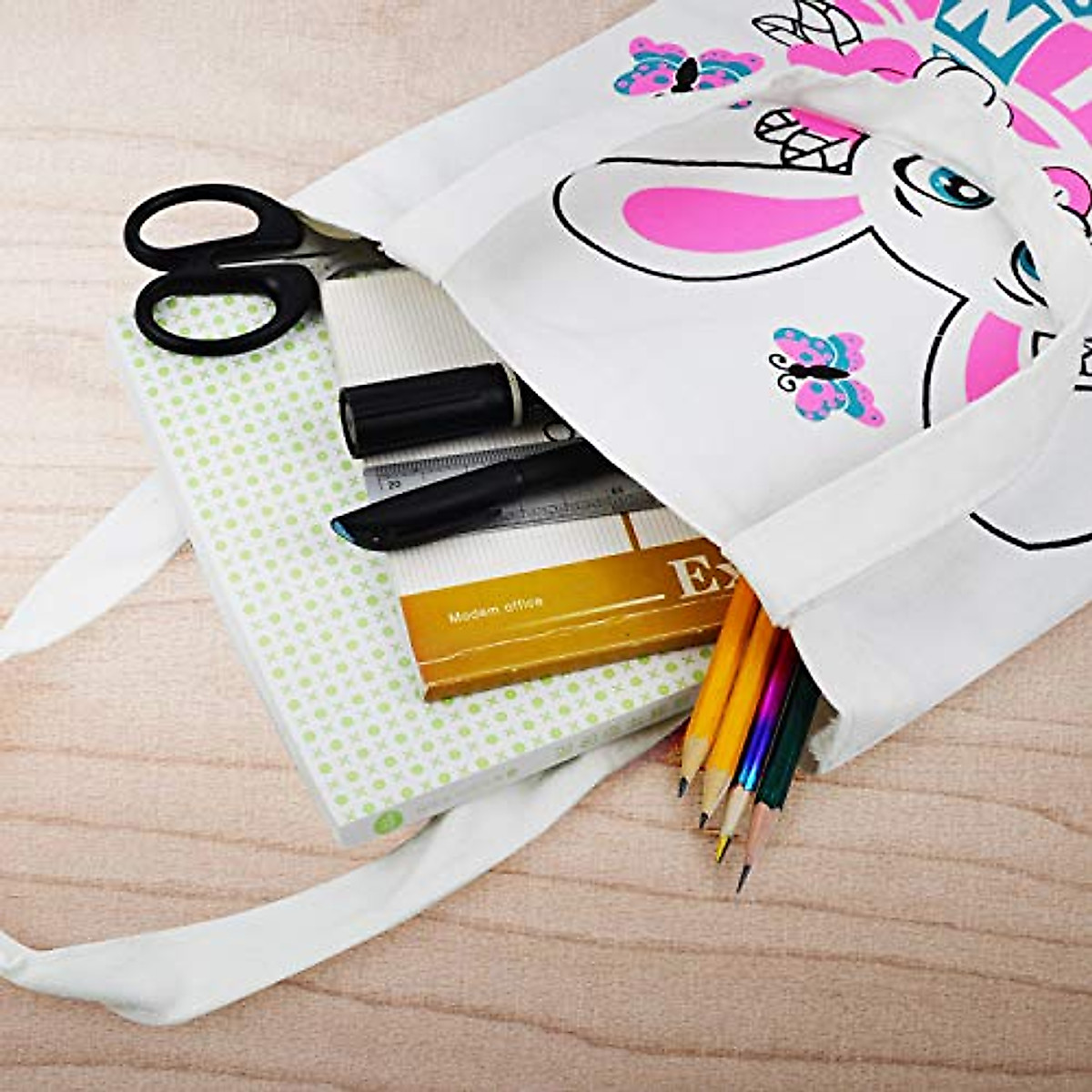 JOYIN Easter Tote Bags Easter Canvas Bags Reusable Grocery Shopping Bags Bunny Bags for Easter Eggs Hunt, Easter Basket, Easter Gift Goodie Bags with Handles for Easter Kids Party Favor Supplies