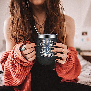 Teacher Appreciation Gifts for Women Men Best Teacher Gifts Teacher Birthday Gifts Teacher Tote Bag Canvas Teachers End of Year Thank you Christmas Present Teacher Wine Tumbler with Straw Black