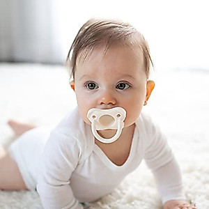 Dr. Brown's HappyPaci 100% Silicone Baby Pacifier, Contoured One-Piece Design, Cool Gray, Green, Ecru, 0-6m, BPA-Free, 3 Pack