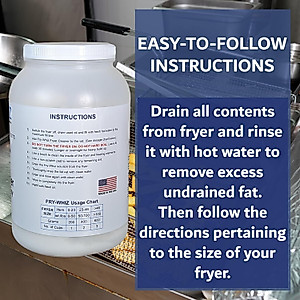 Fry-Whiz Deep Fryer Cleaner, Deep Fryer with Basket Cleaner, Fryer Boil Out Powder, Commercial Fryer Cleaner, Removes Carbon, Grease Deposits, Stains, Rust in Deep Fryers (Case of 4-Gallon)