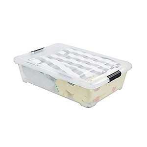 Eagrye 3-Pack Plastic Underbed Storage Bin, Clear Under Bed Storage Box