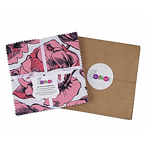 Soimoi Precut 10-inch Floral Prints Cotton Fabric Bundle Quilting Squares Charm Pack DIY Patchwork Sewing Craft- Multicolor-VB