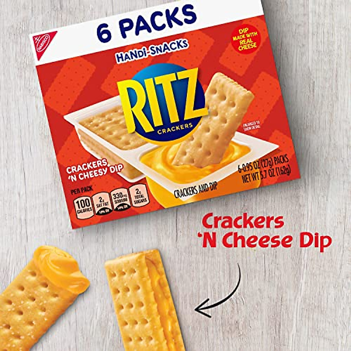 Handi-Snacks RITZ Crackers 'N Cheesy Dip Snack Packs, 12 Boxes of 6 Snack Packs (72 Total Packs)