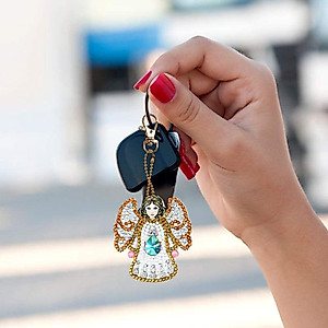 LUSandy 5pcs DIY 5D Angel Diamond Painting Keychain Kits Full Drill Special Shape Crystal Angel Diamond Art Key Chain Key Ring Set for Adults Backpack Purse Handbag Charms