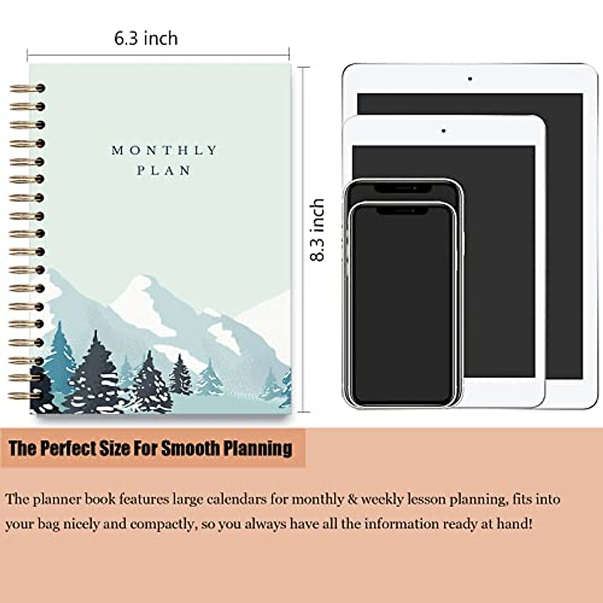 2022-2023 Monthly Planner - DRYEUUR Weekly & Daily Yearly Planner with 12 Tabs, 6.3"×8.4", Succinct Monthly Planner Yearly Agenda, Flexible Hardcover Notebook(Snow Mountain)