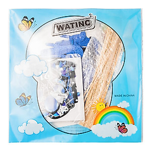 WATINC 42pcs 21st Blue Birthday Banner Party Decorations, Hello 21 Glitter Hanging Garlands Swirls Signs for 21 Years Old Party Favor, Blue Black Sliver Cake Topper Centerpieces Home Table Decor